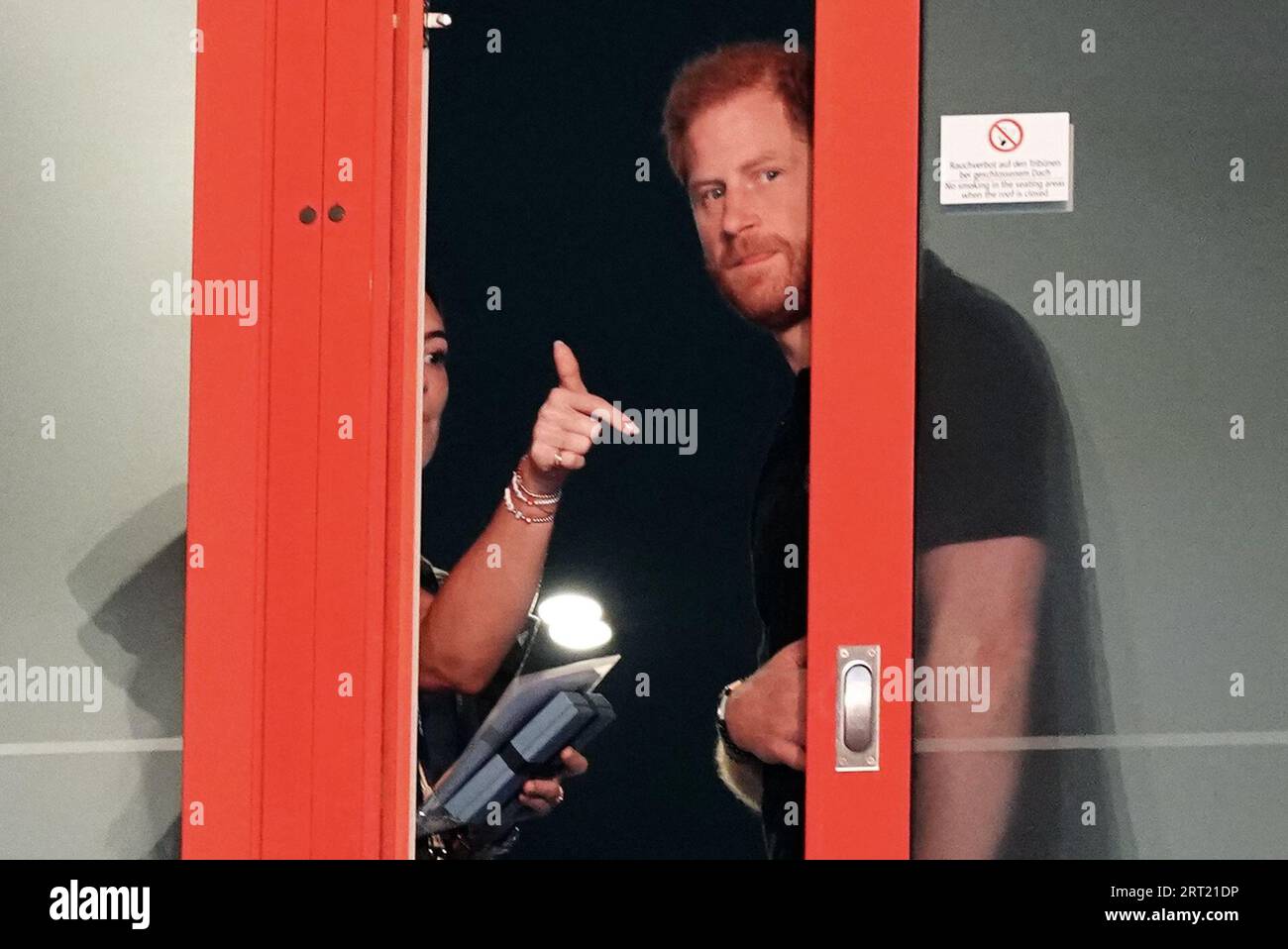 The Duke of Sussex, watches competitors in the powerlifting finals, at ...