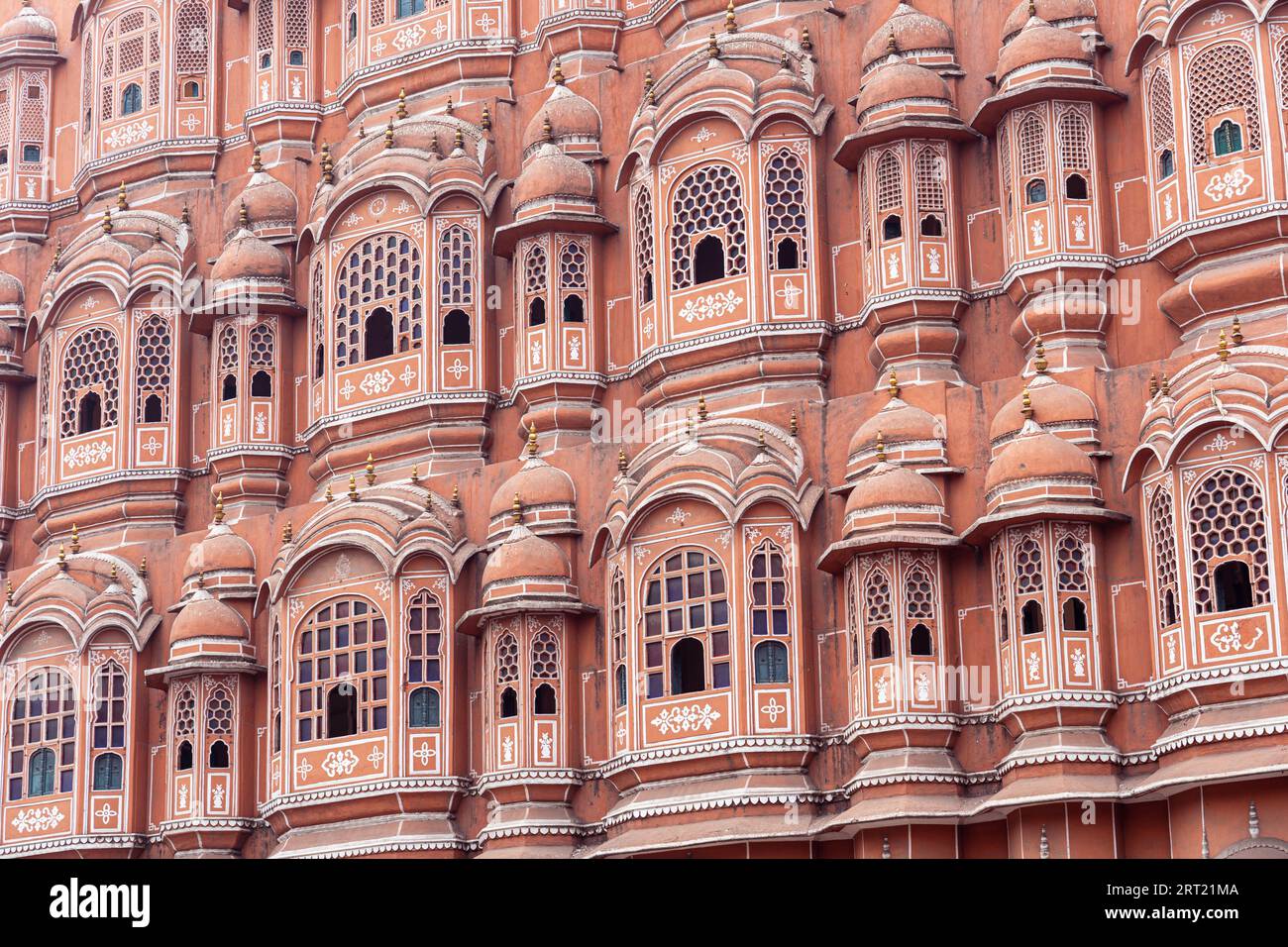 Jaipur, India, December 11, 2019: Beautiful windows of the Hawa Mahal ...