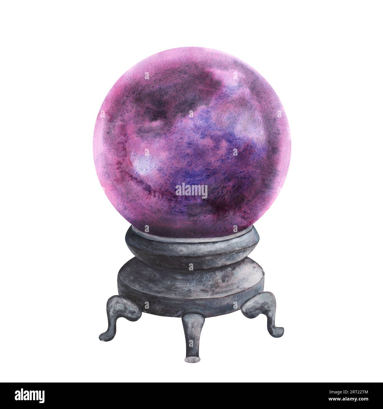 Witch's purple magic glass crystal ball isolated on white background ...