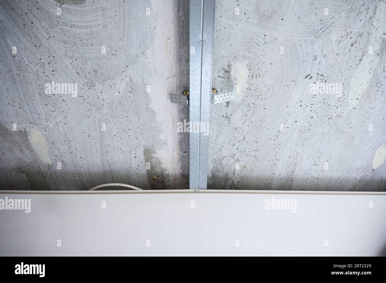 Metal frame of suspended ceilings. Making of false ceilings Stock Photo ...