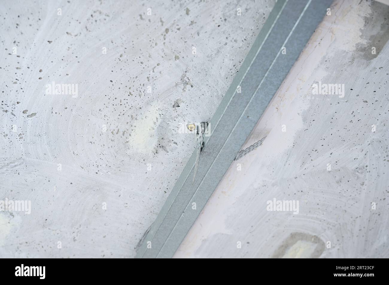 Metal frame of suspended ceilings. Making of false ceilings Stock Photo ...