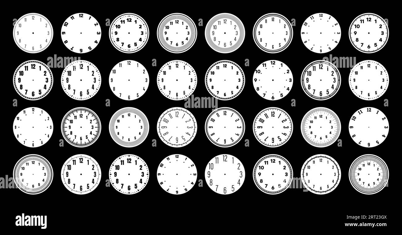 Mechanical clock faces, watch dial with numerals, bezel. Timer or ...