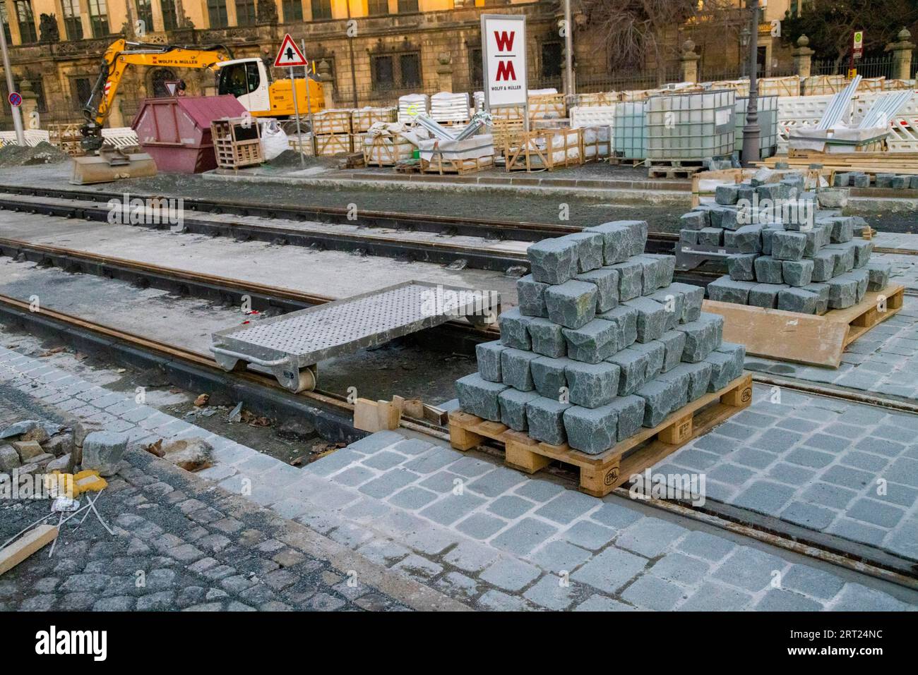 The historic Sohienstrasse in Dresden's Old Town, receives new tram ...