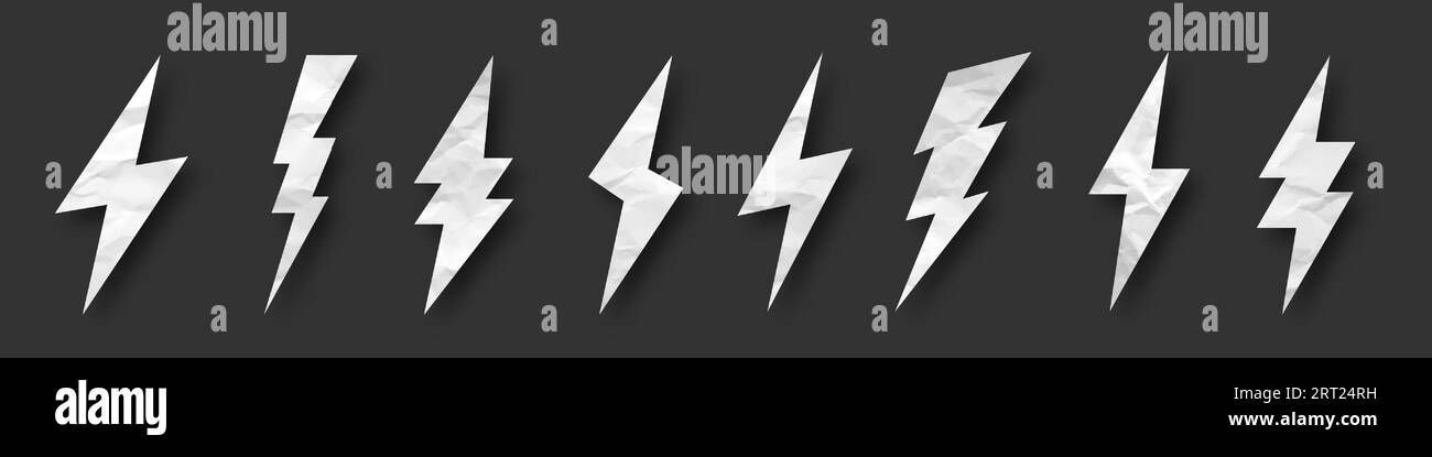 Lightning bolt, crumpled paper texture, cardboard. Flash symbol ...