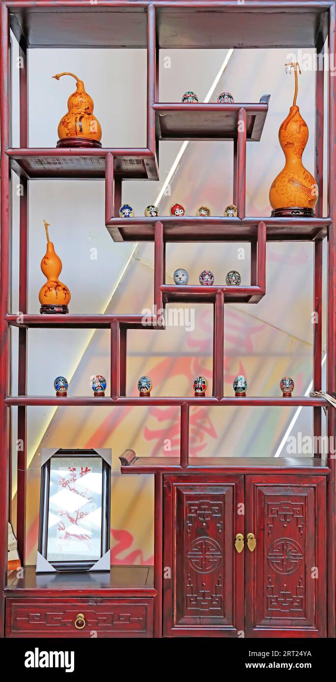 Chinese style shelf and art Stock Photo - Alamy