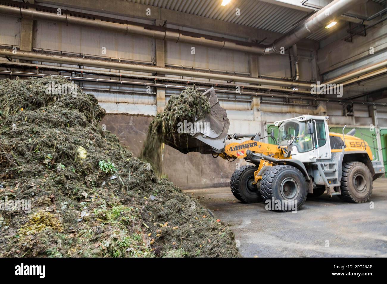 A wheel loader is used to move the biowaste delivered to the MVV biogas ...