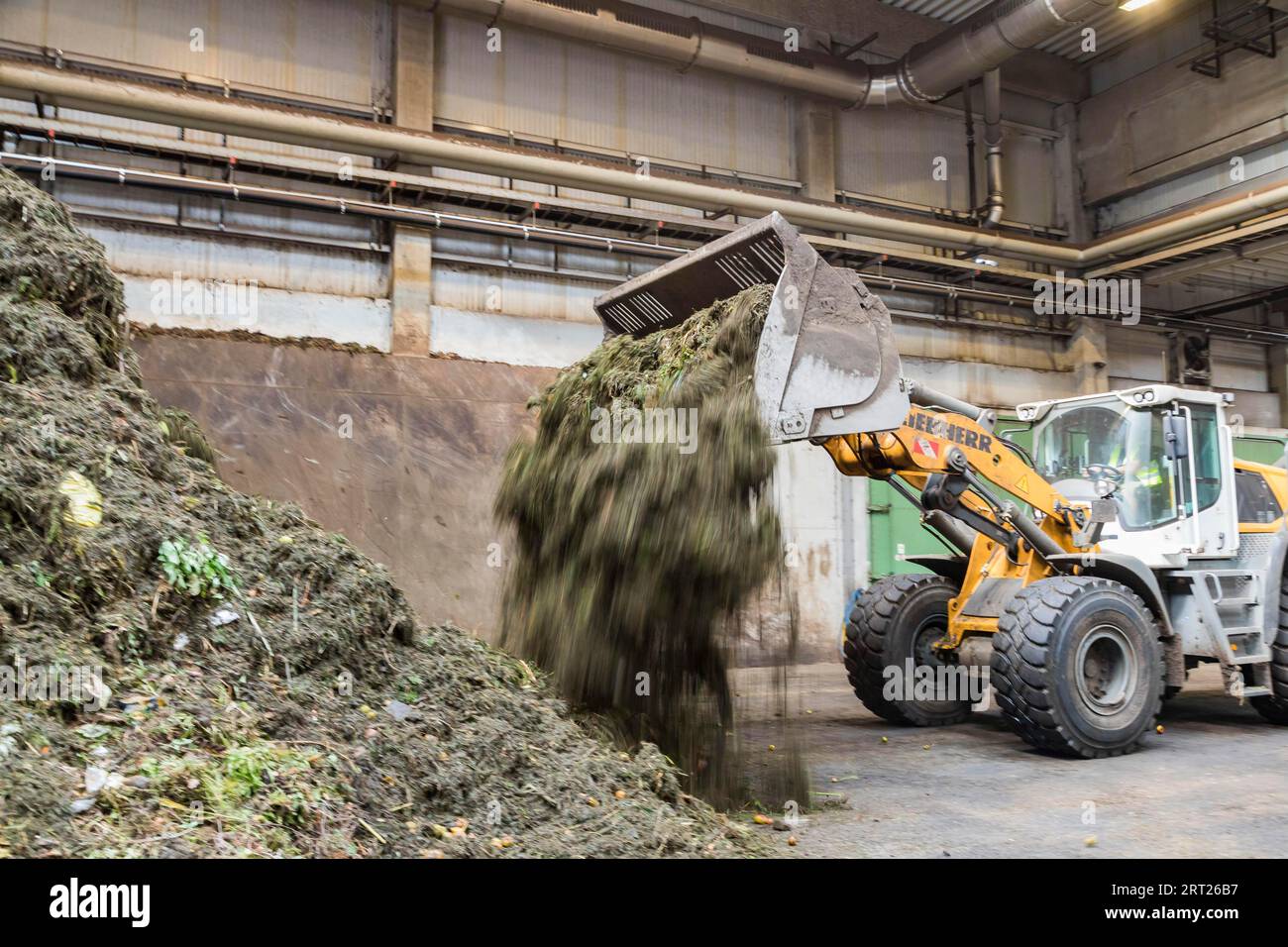 A wheel loader is used to move the biowaste delivered to the MVV biogas ...