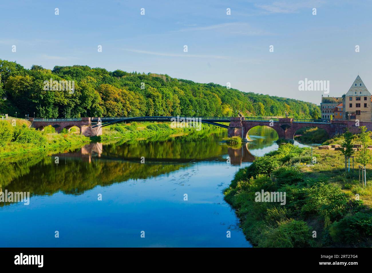 The Poeppelmann Bridge, probably the most famous bridge, spans the ...