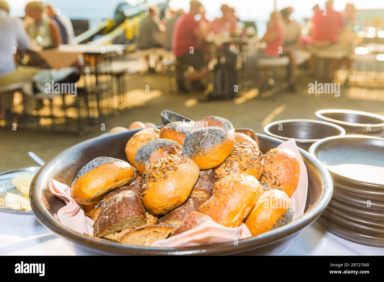 Morning picnic high above the Elbe valley, Koenigstein Fortress. The ...