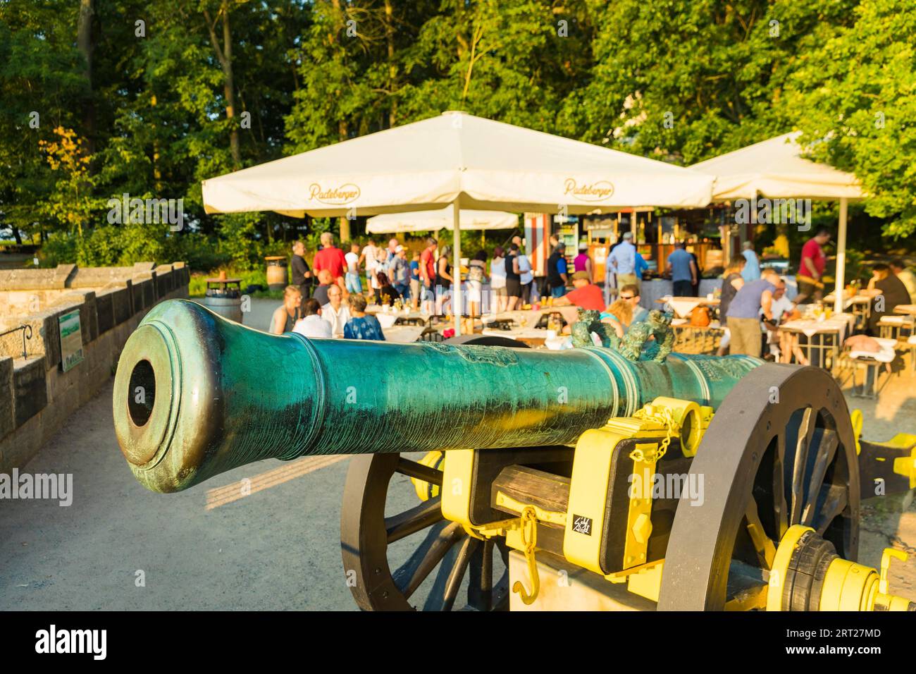 Morning picnic high above the Elbe valley, Koenigstein Fortress. The ...