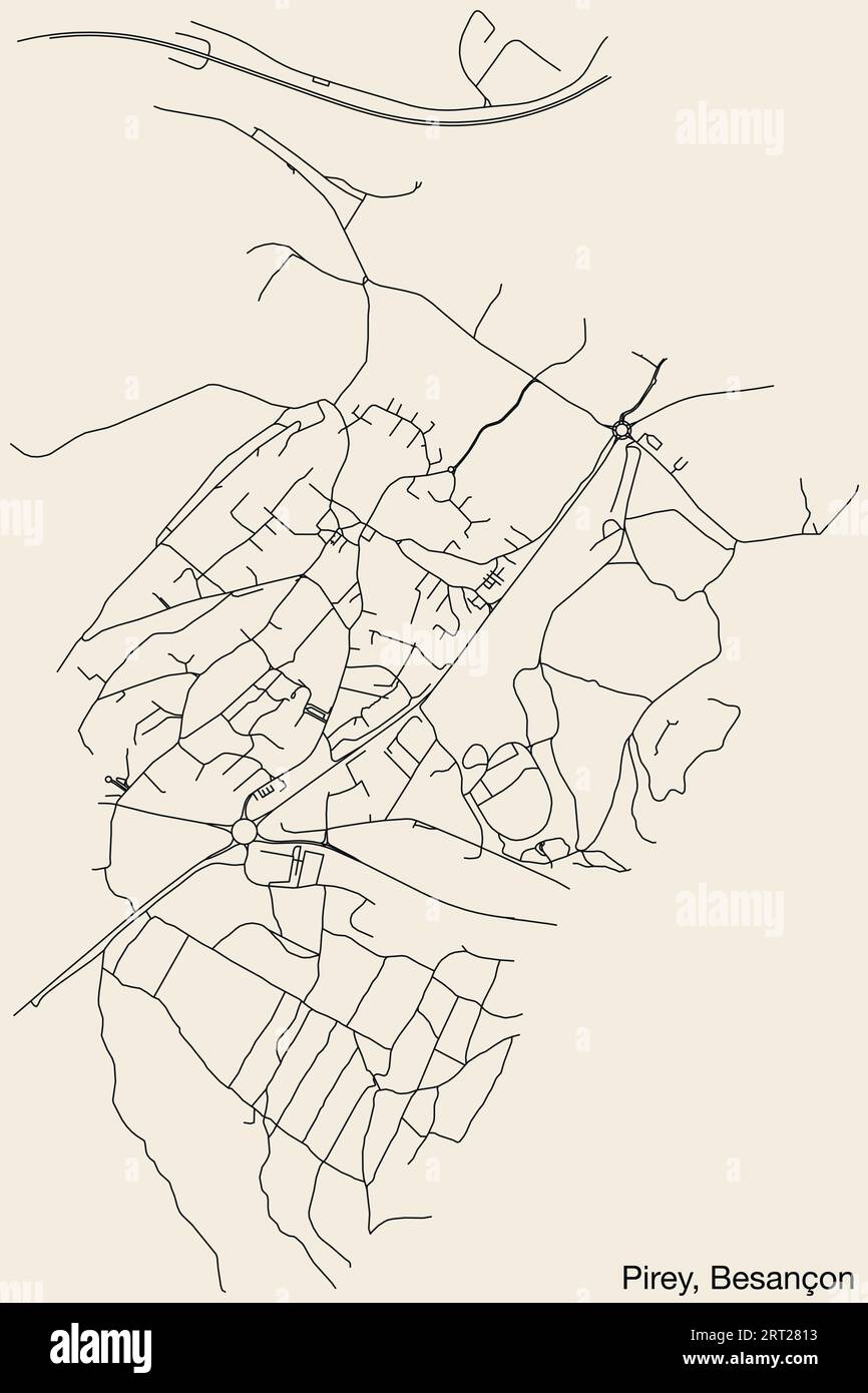 Street roads map of the PIREY COMMUNE, BESANCON Stock Vector Image ...