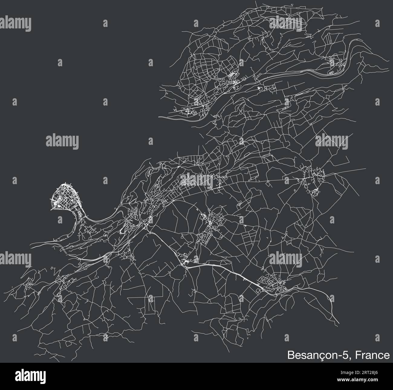 Street roads map of the BESANCON-5 CANTON, BESANCON Stock Vector Image ...