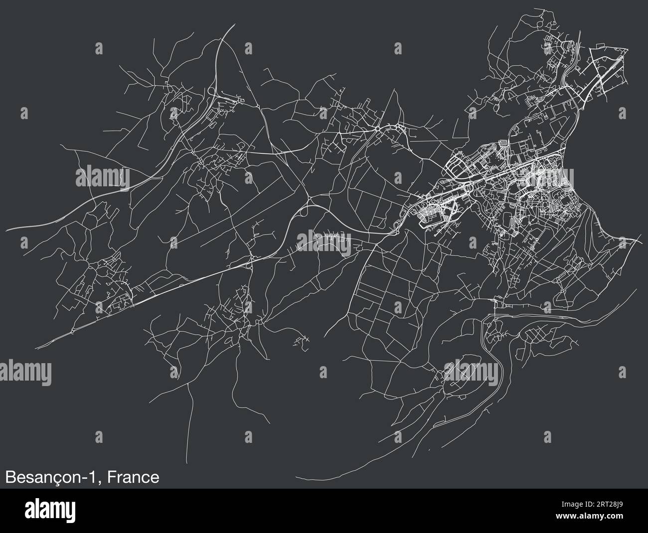Street roads map of the BESANCON-1 CANTON, BESANCON Stock Vector Image ...