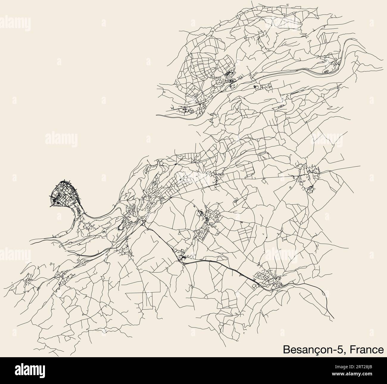 Street roads map of the BESANCON-5 CANTON, BESANCON Stock Vector Image ...