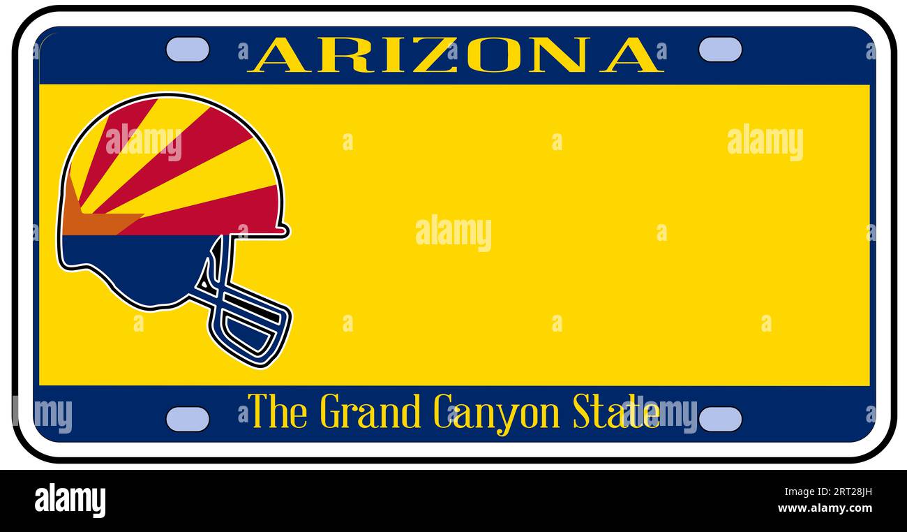 Arizona state license plate in the colors of the state flag with the ...