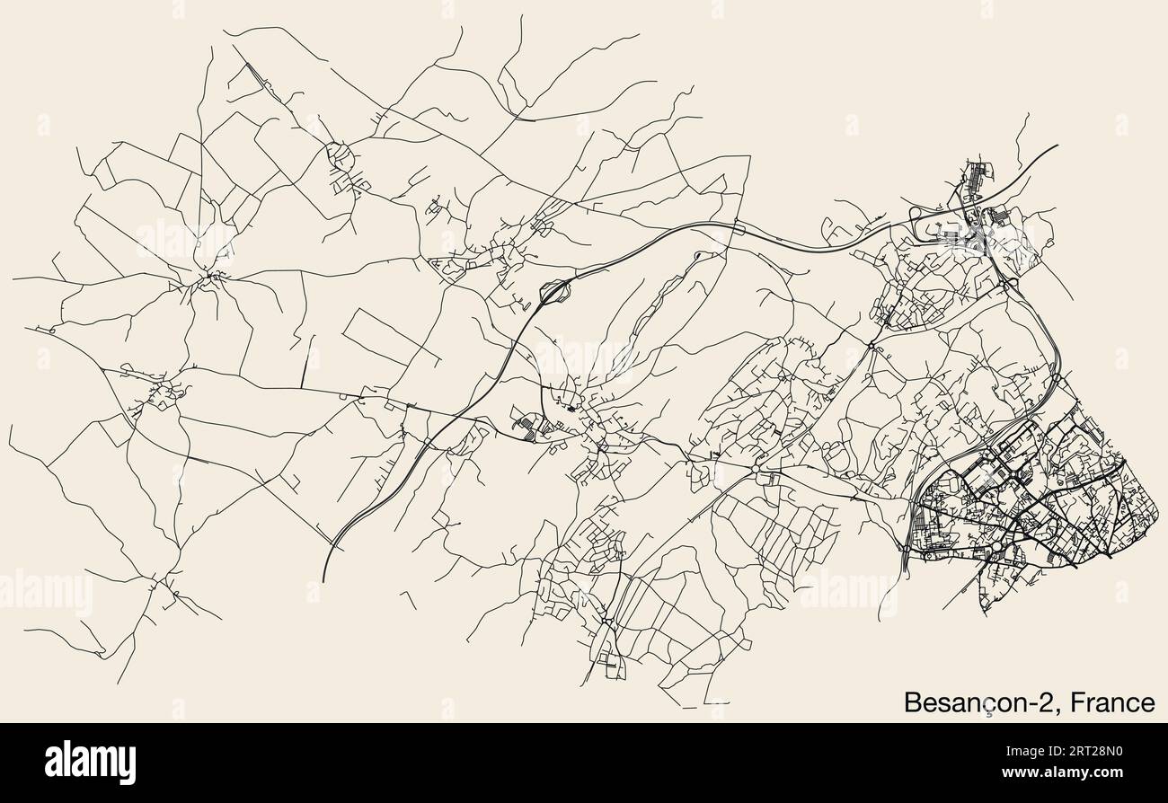 Street roads map of the BESANCON-2 CANTON, BESANCON Stock Vector Image ...
