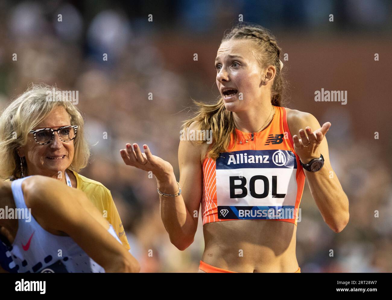 Femke Bol of the Netherlands competing in the women’s 400m hurdles at ...