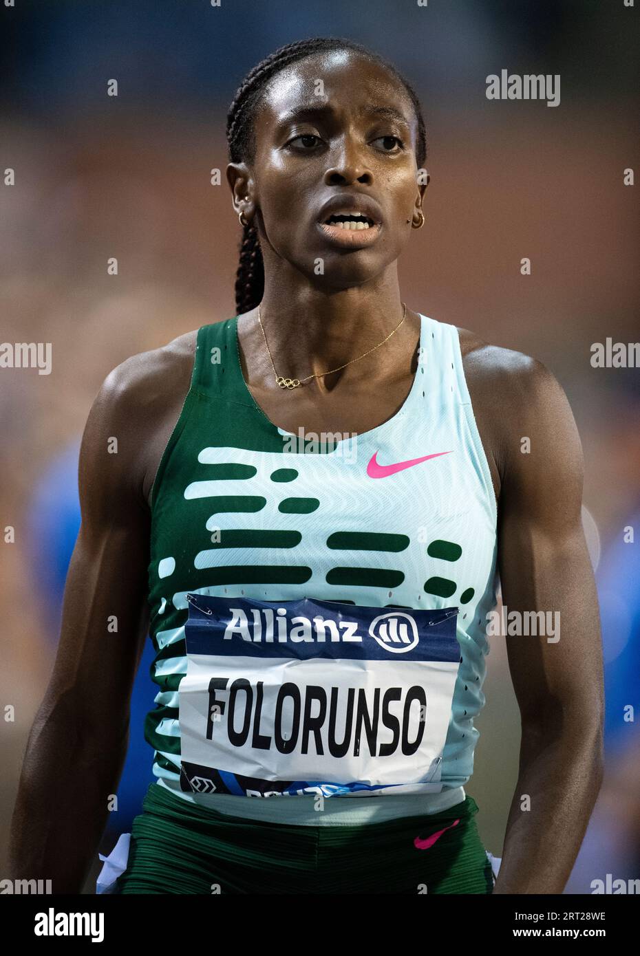 Ayomide Folorunso of Italy competing in the women’s 400m hurdles at the Allianz Memorial Van ...