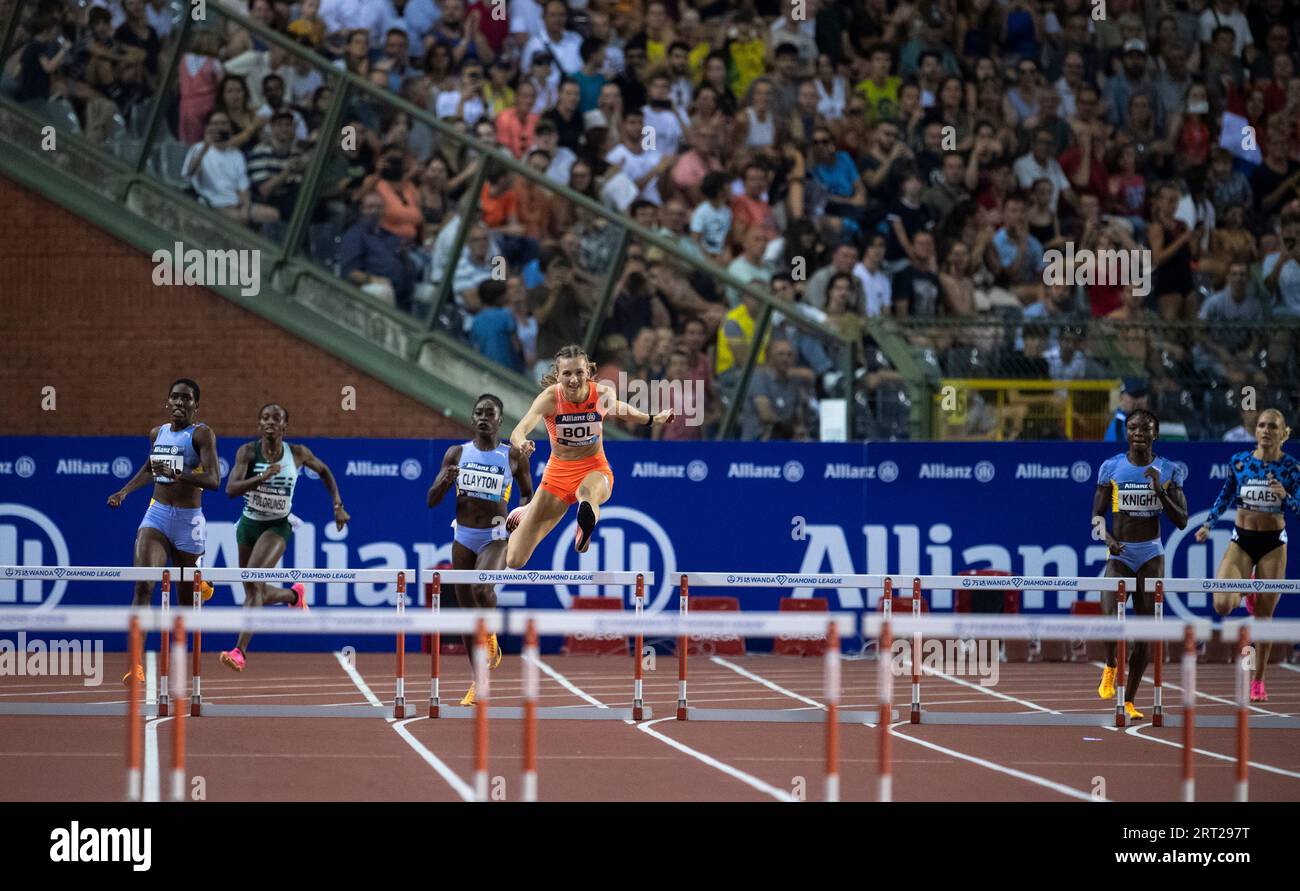 Femke Bol of the Netherlands competing in the women’s 400m hurdles at ...