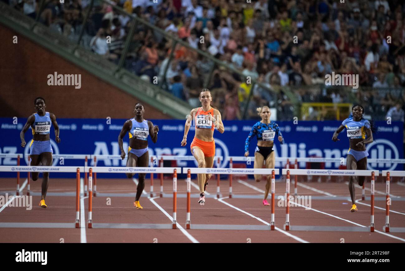 Femke Bol of the Netherlands competing in the women’s 400m hurdles at ...