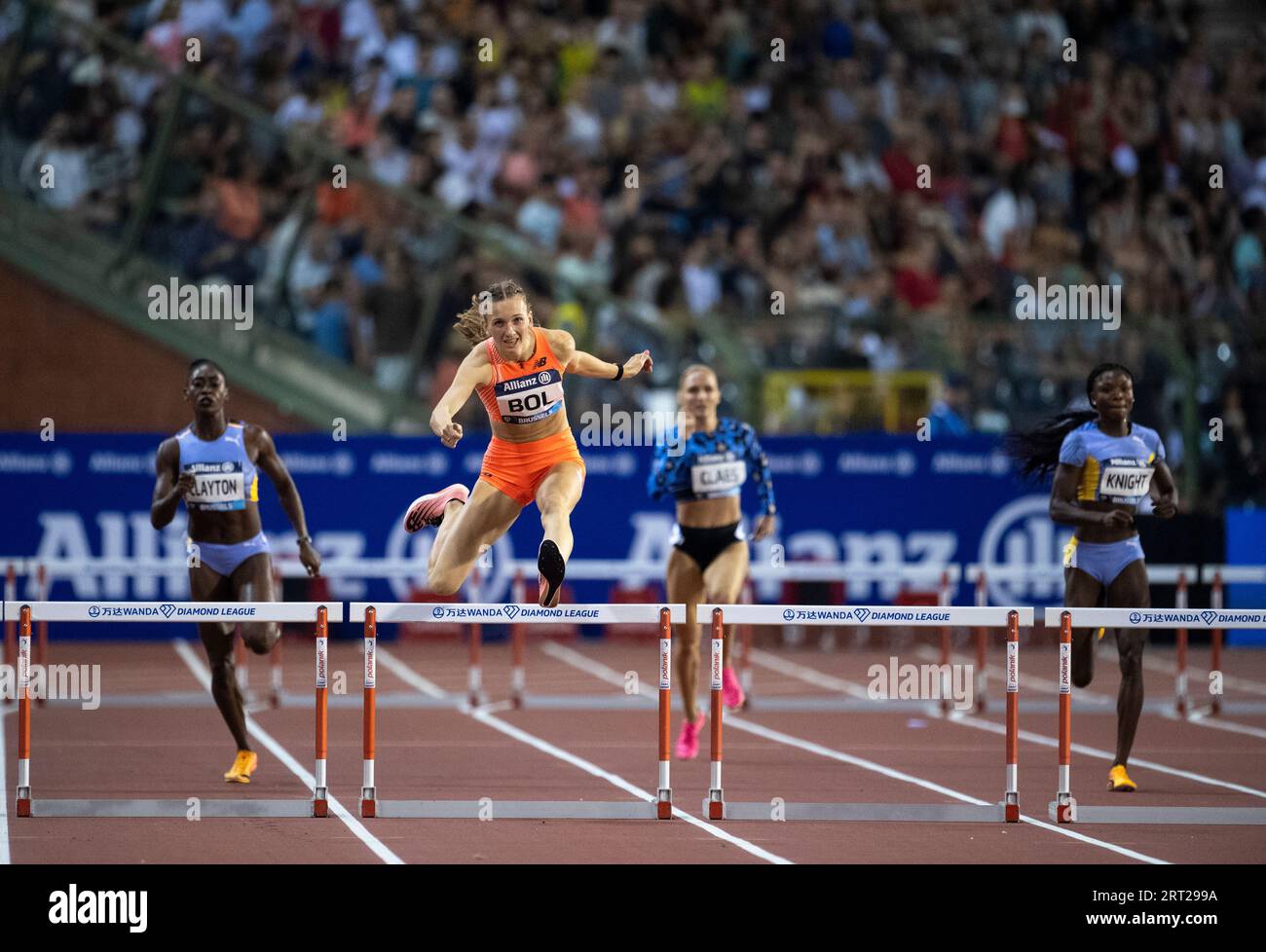 Femke Bol of the Netherlands competing in the women’s 400m hurdles at ...
