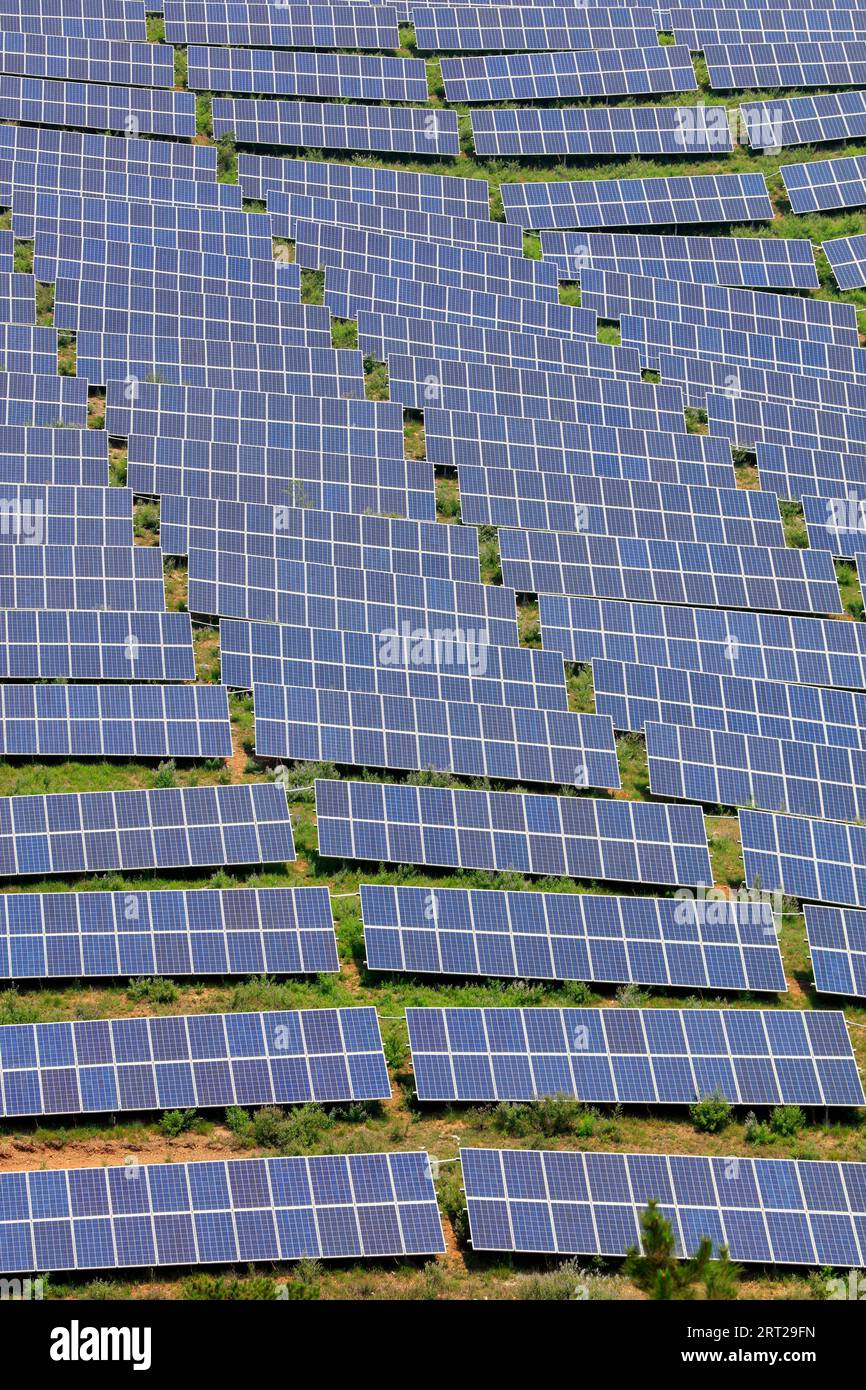 solar panel on the hillside, closeup of photo Stock Photo - Alamy