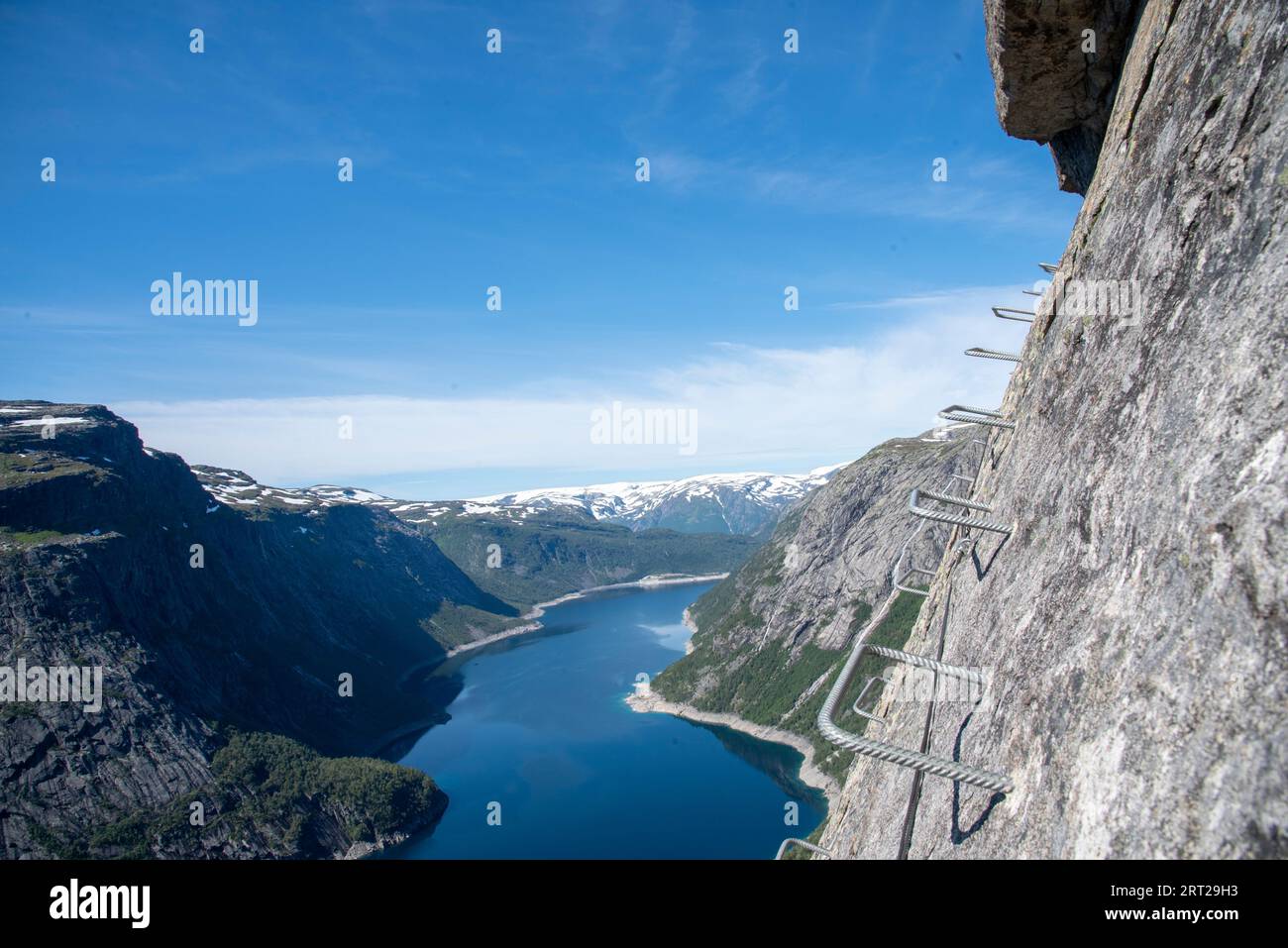 Climbing the Via Ferrata to Trolltungan Stock Photo - Alamy