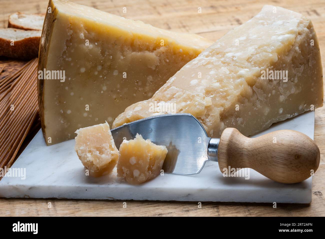 Cheese collection, hard matured yellow Italian cheese parmesan or ...