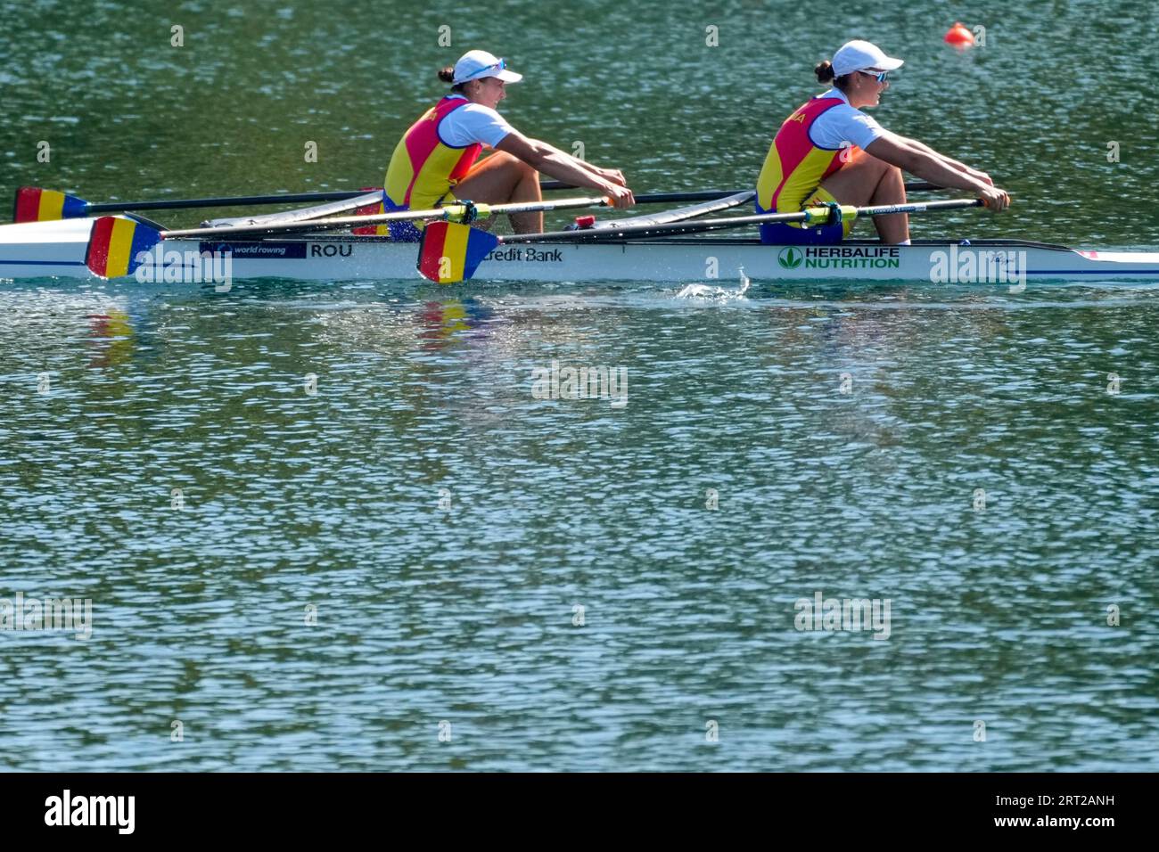 Ancuta Bodnar and Simona Radis of Romania compete in the Women's Double ...