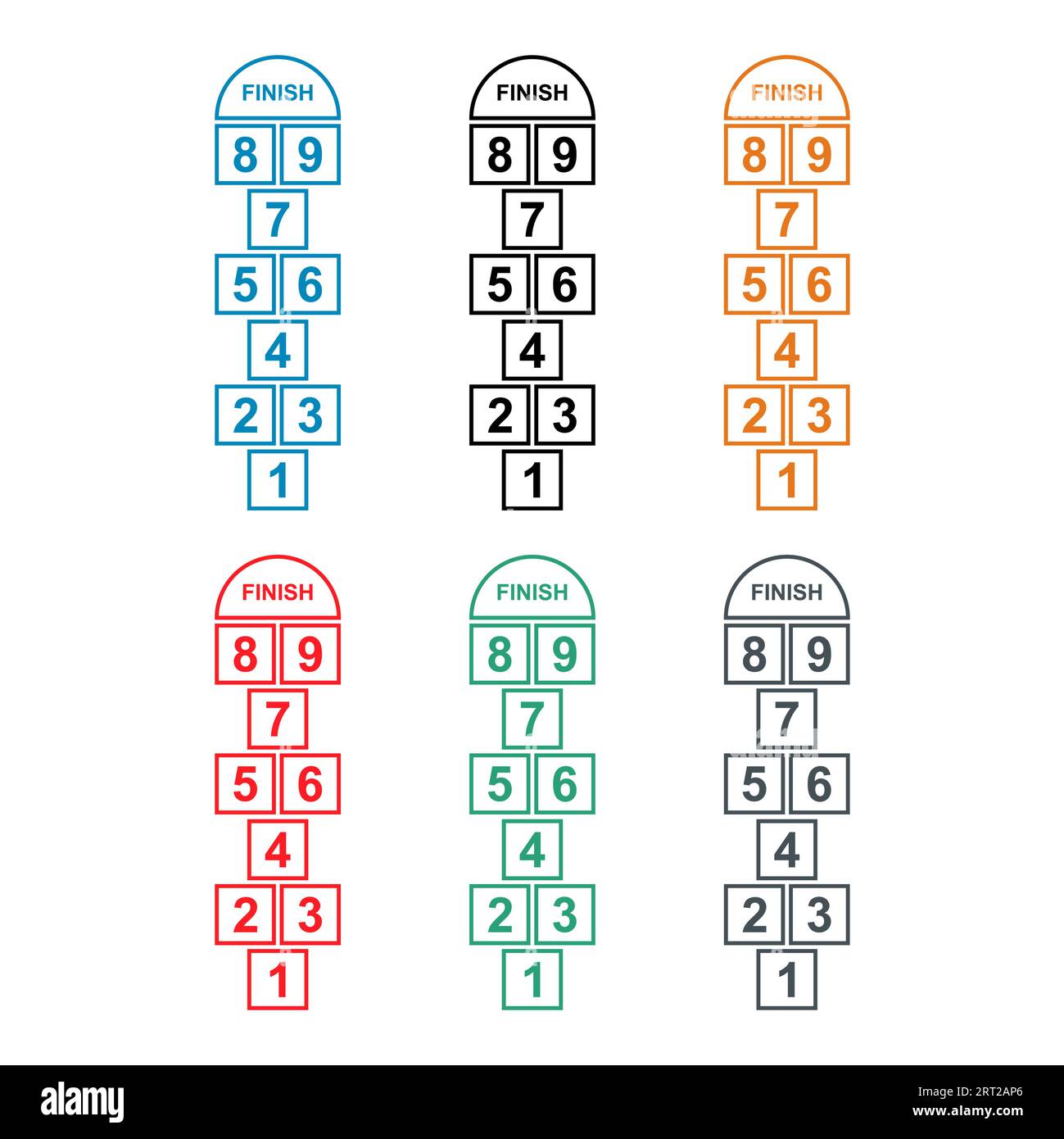 Set of Hopscotch outdoor icon, fun play jump active game kid, street ...