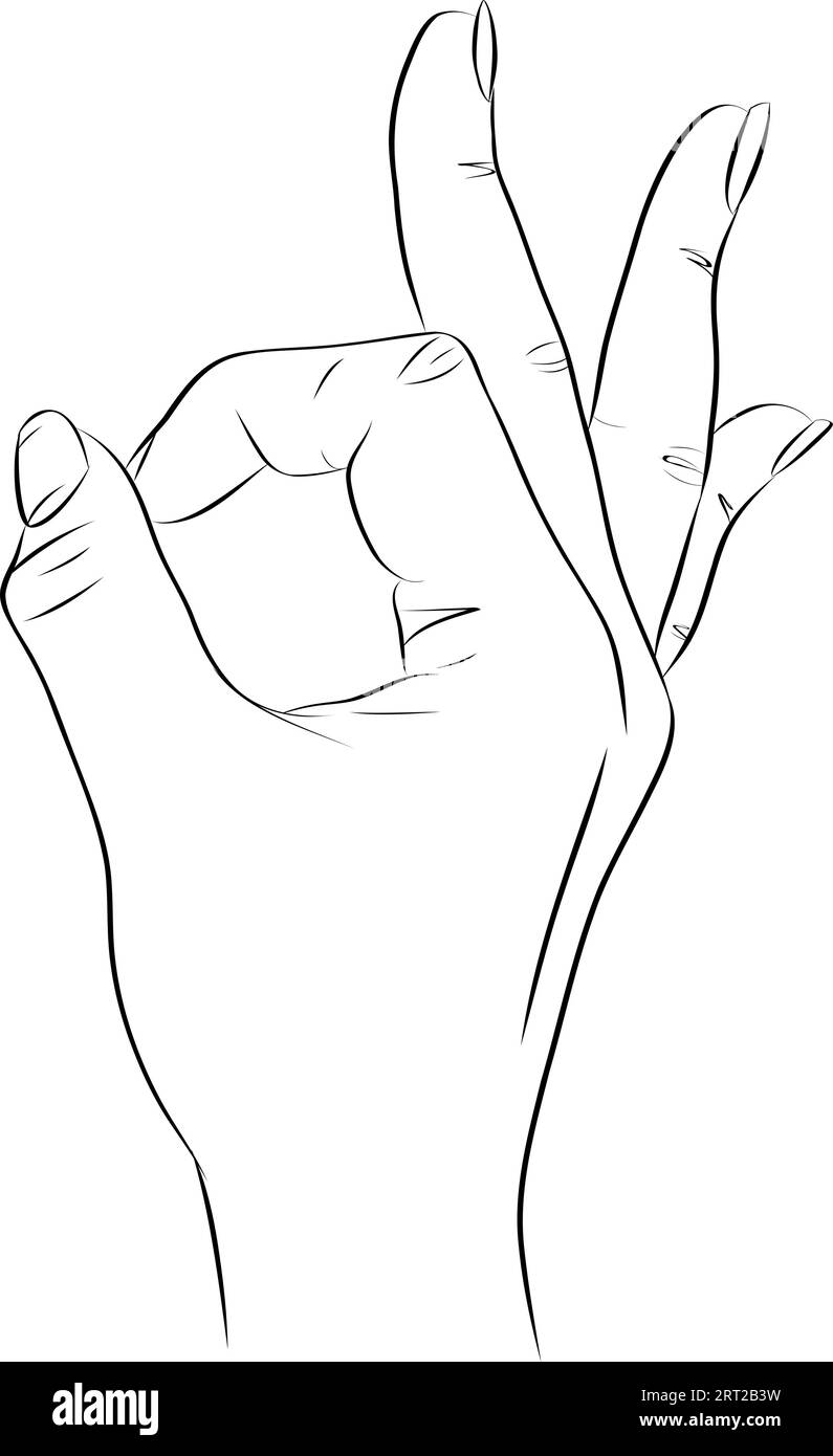 Okay hand sign vector vectors Black and White Stock Photos & Images - Alamy