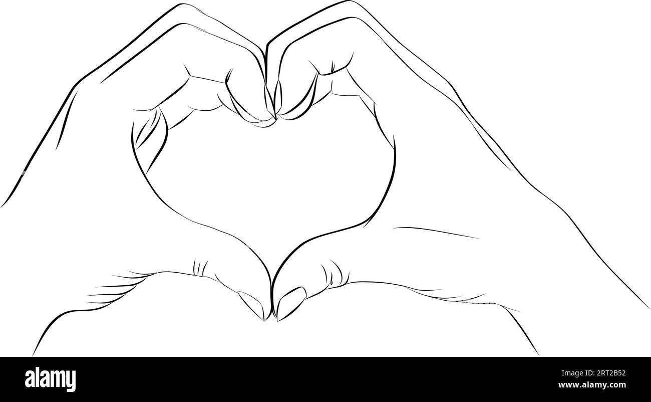 Sketch of hands showing heart shape gesture, Hand drawn vector line art ... Sketch of hands showing heart shape gesture, Hand drawn vector line art ...