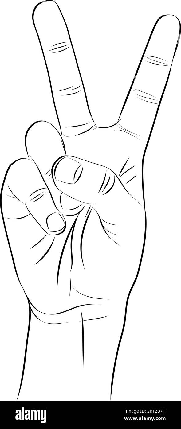 Victory and Peace Gesture Symbol. Hand with two fingers up. Victory ...