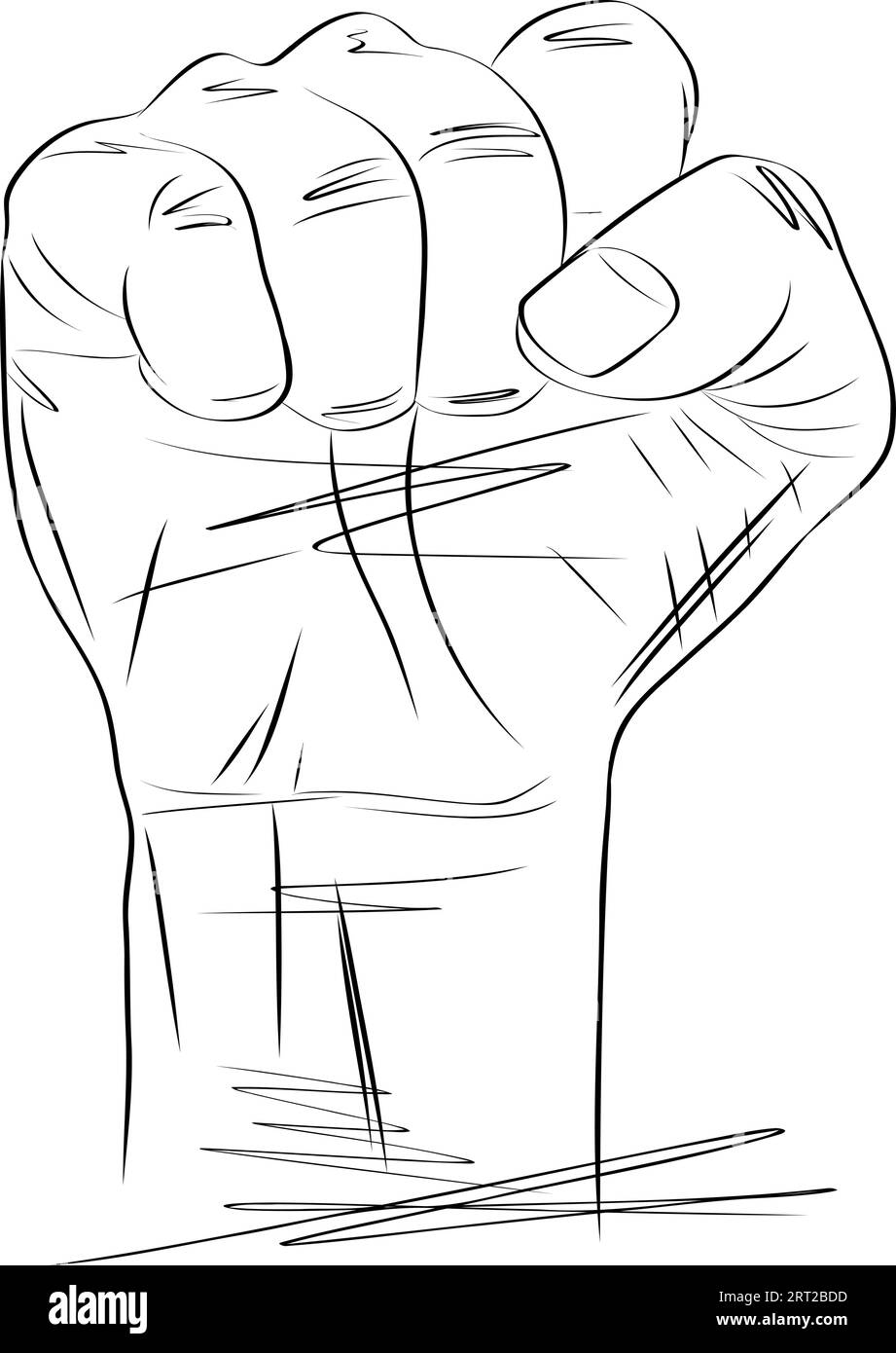 Protest fist sketch, Clenched fist raised up. Strong, strength sketch ...