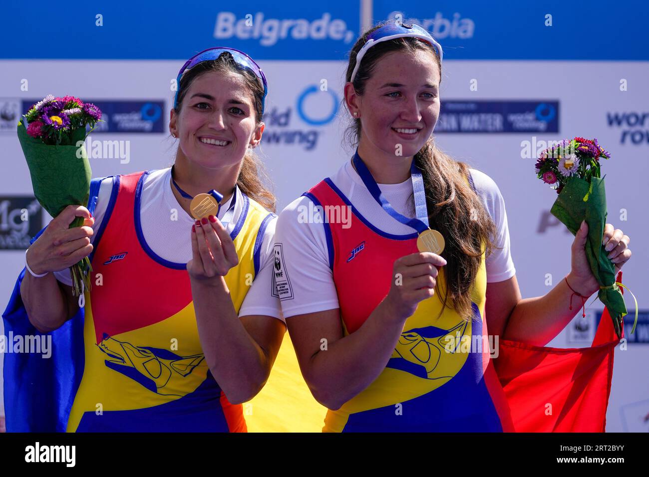 Race winners Ancuta Bodnar and Simona Radis of Romania pose with their ...