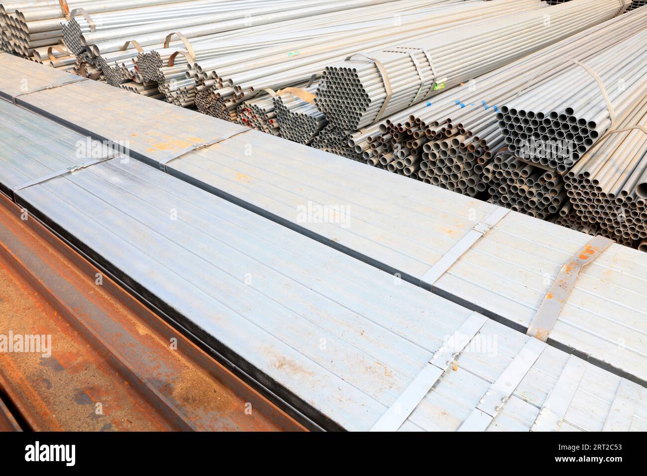 Steel tube industrial materials in the construction site Stock Photo ...