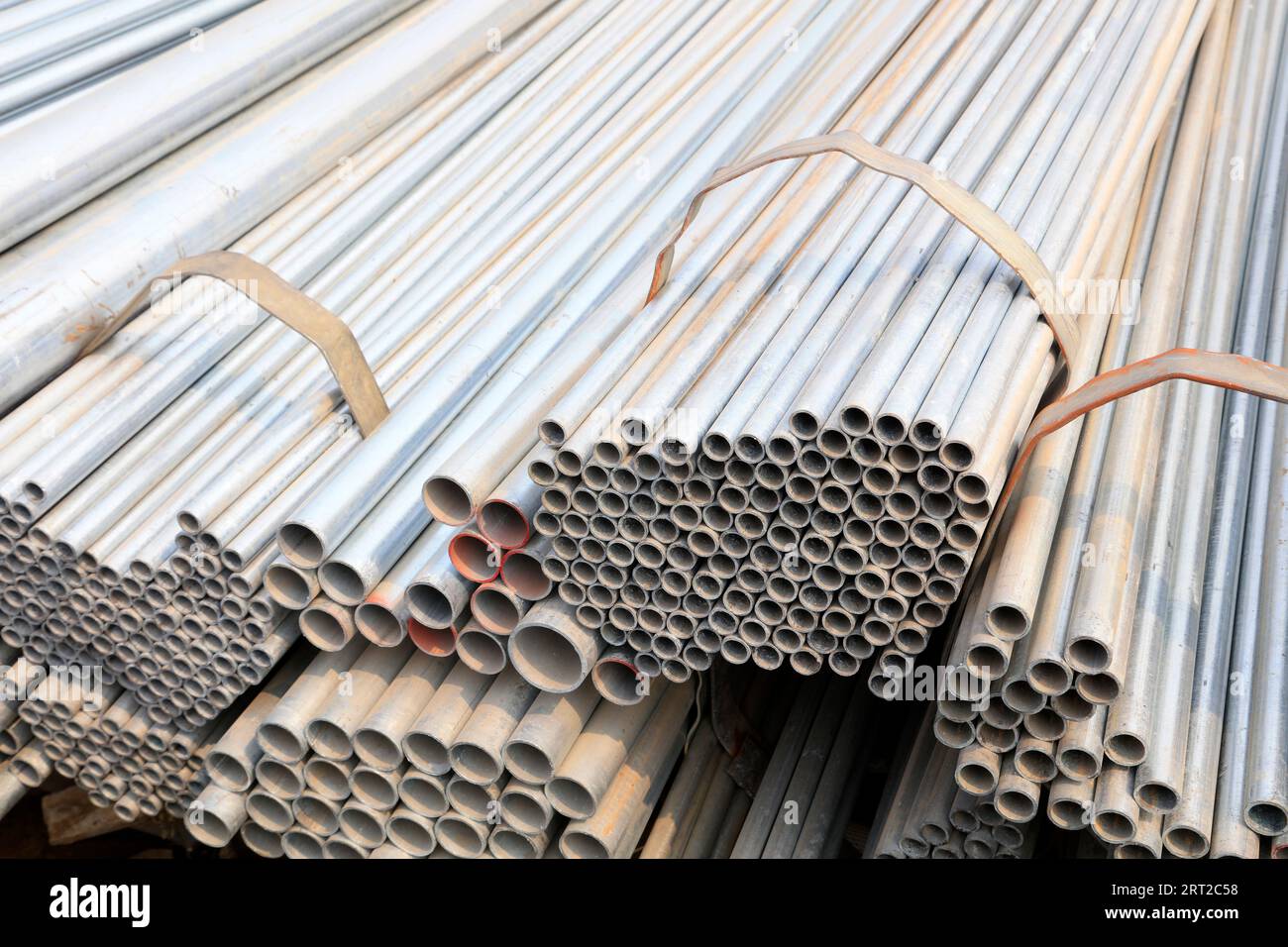 Steel tube industrial materials in the construction site Stock Photo ...