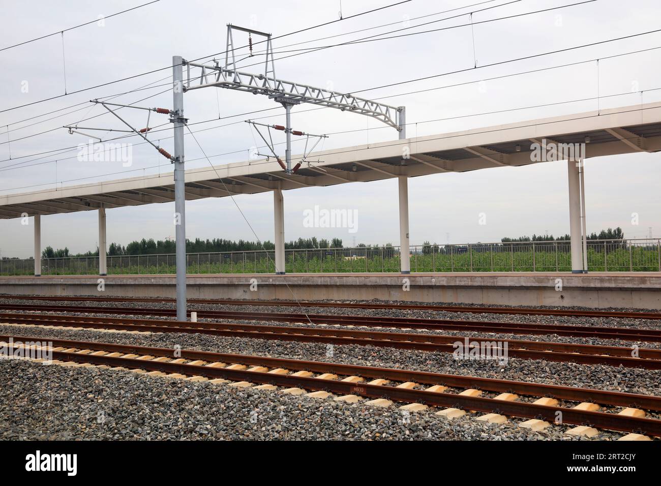 Electric railway contact net support Stock Photo - Alamy