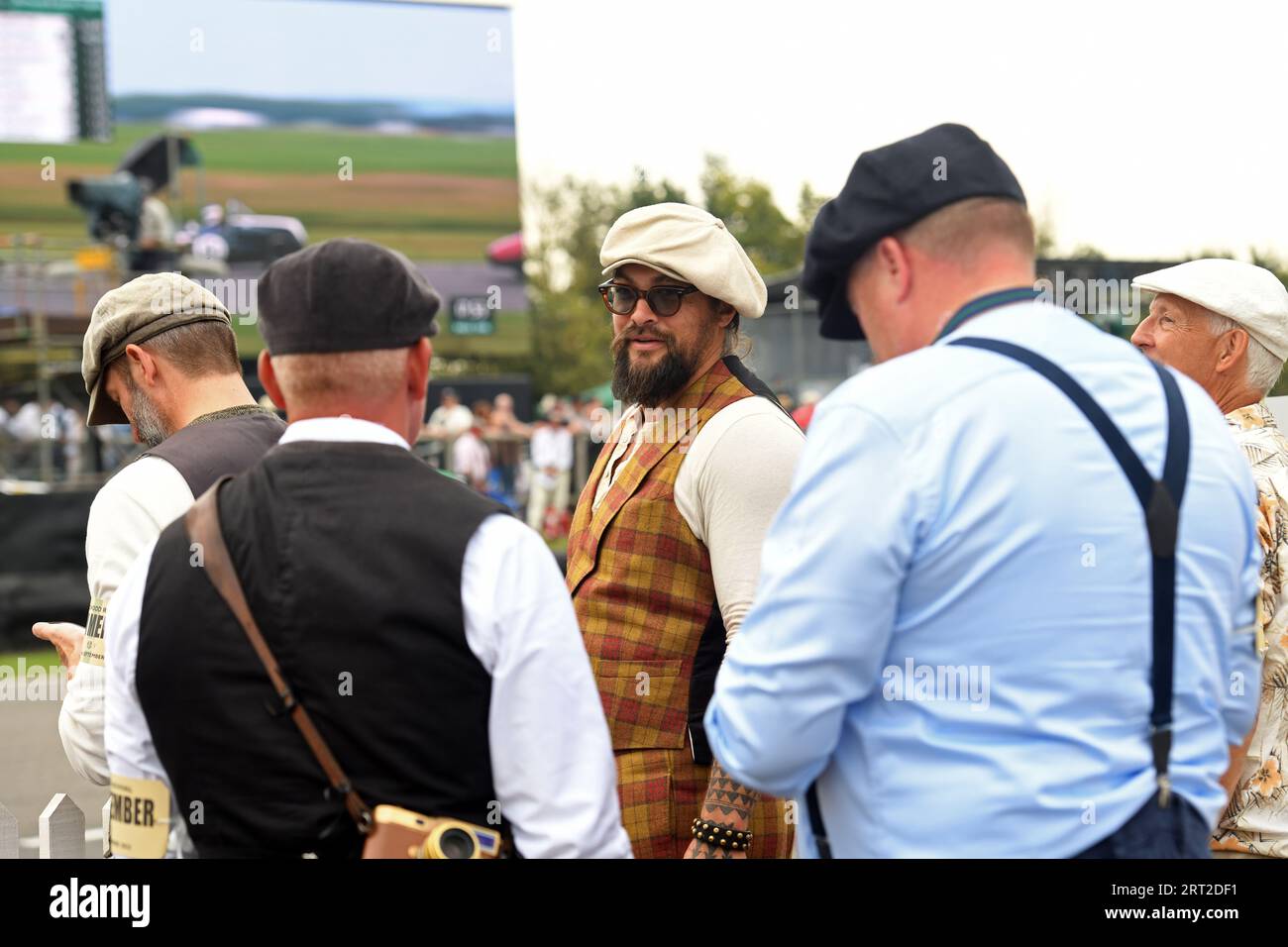 American actor Jason Momoa watches racing at the Goodwood Revival at ...