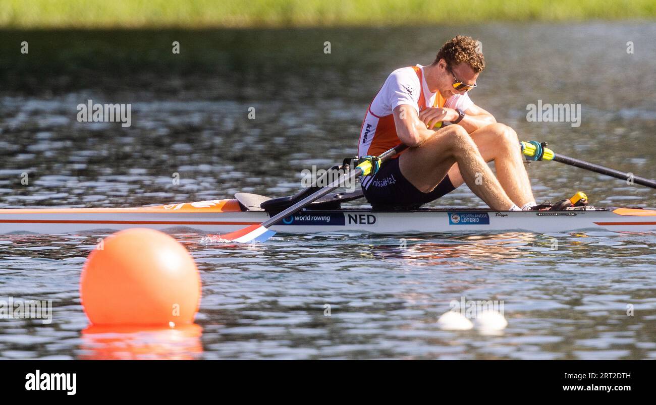 BELGRADE - Simon van Dorp in action during the one-man skiff final on ...