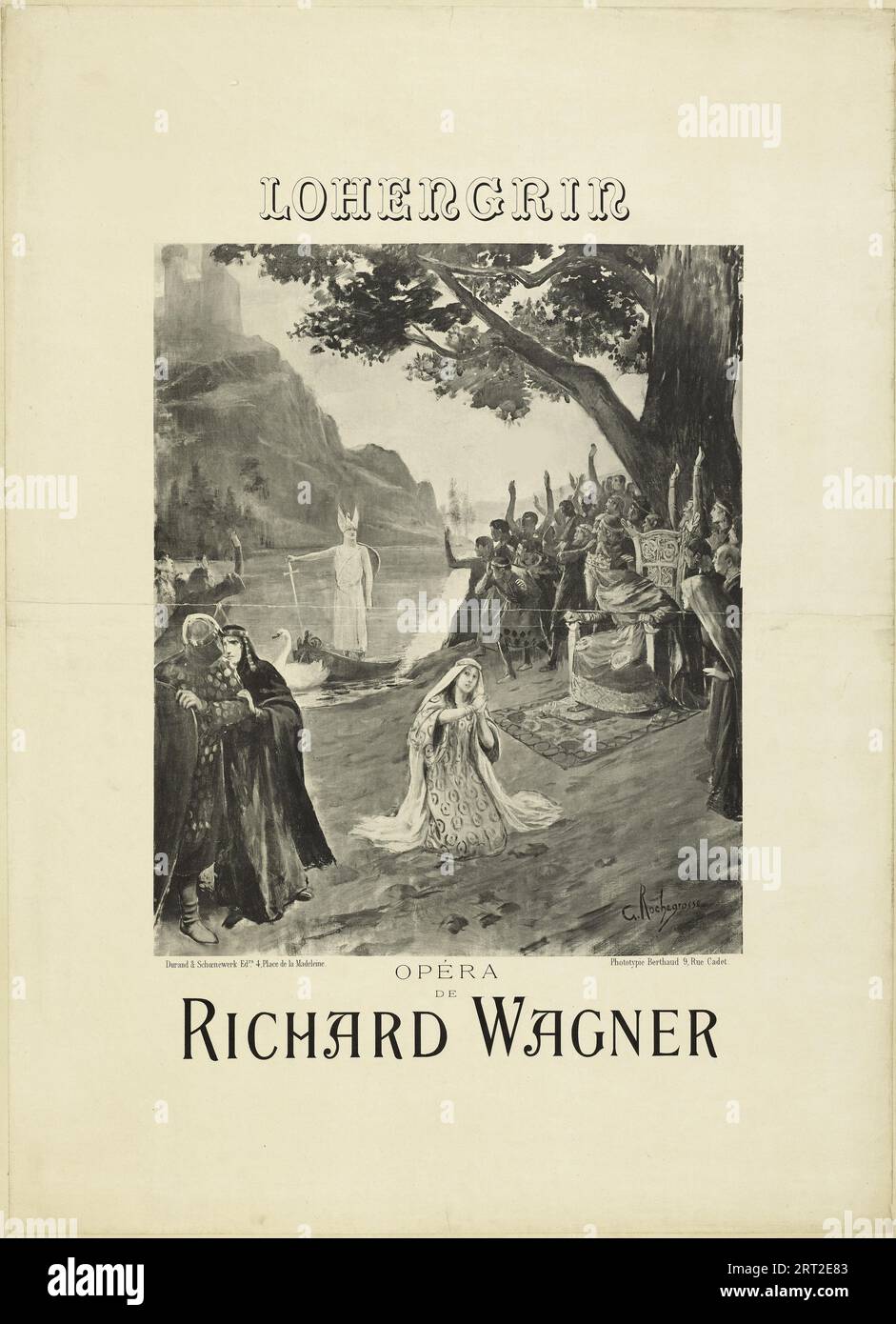 Poster for the opera Lohengrin by Richard Wagner, 1891. Private ...