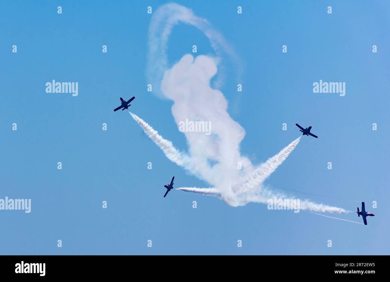 Planes of the Aguila Patrol, acrobats of the Spanish army doing ...