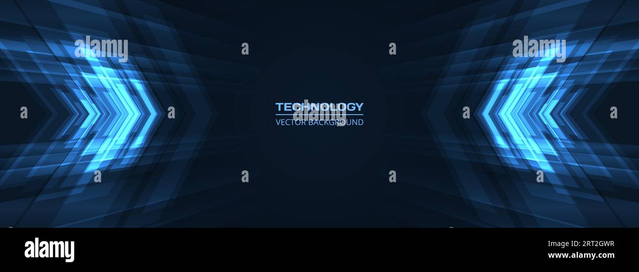 Blue hi tech digital arrows on dark abstract background. Vector ...