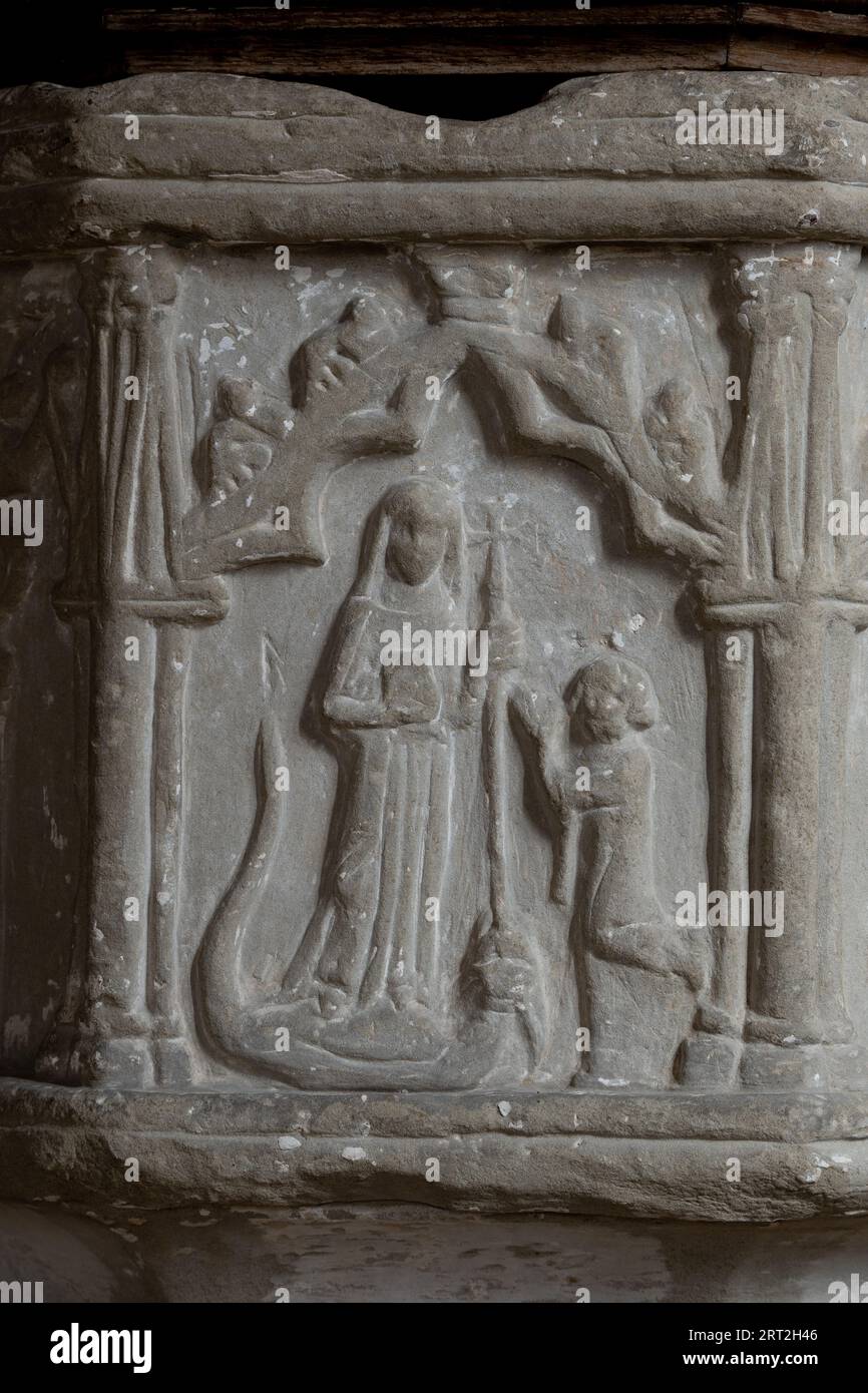 Saint Margaret font detail, St. Margaret of Antioch Church, Stoke ...