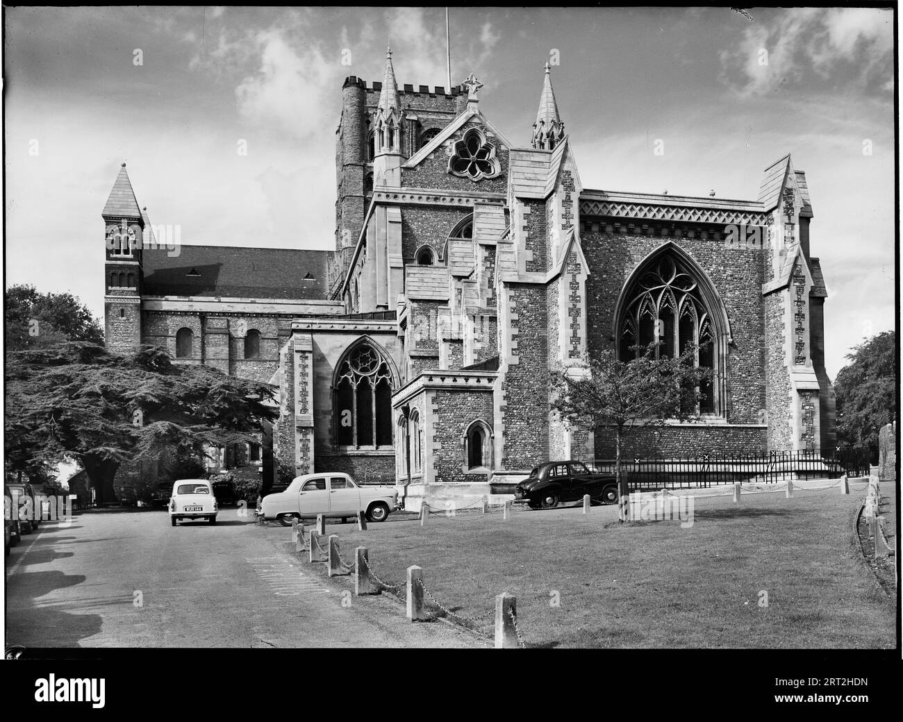 St Albans Cathedral, St Albans, Hertfordshire, July 1958. View of the ...