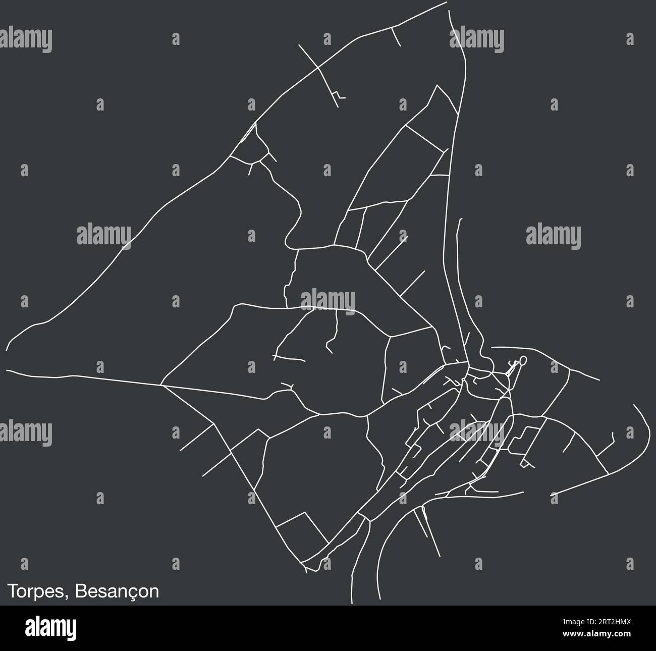 Street roads map of the TORPES COMMUNE, BESANCON Stock Vector Image ...
