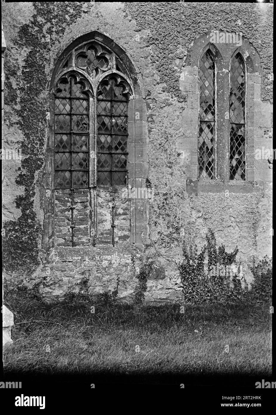 Detail of windows at a church probably in Worcestershire, c1938. A ...