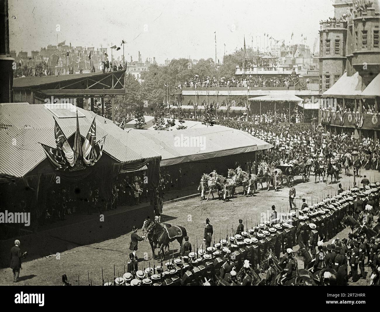 Elevated view showing procession to celebrate Queen Victoria's Golden ...