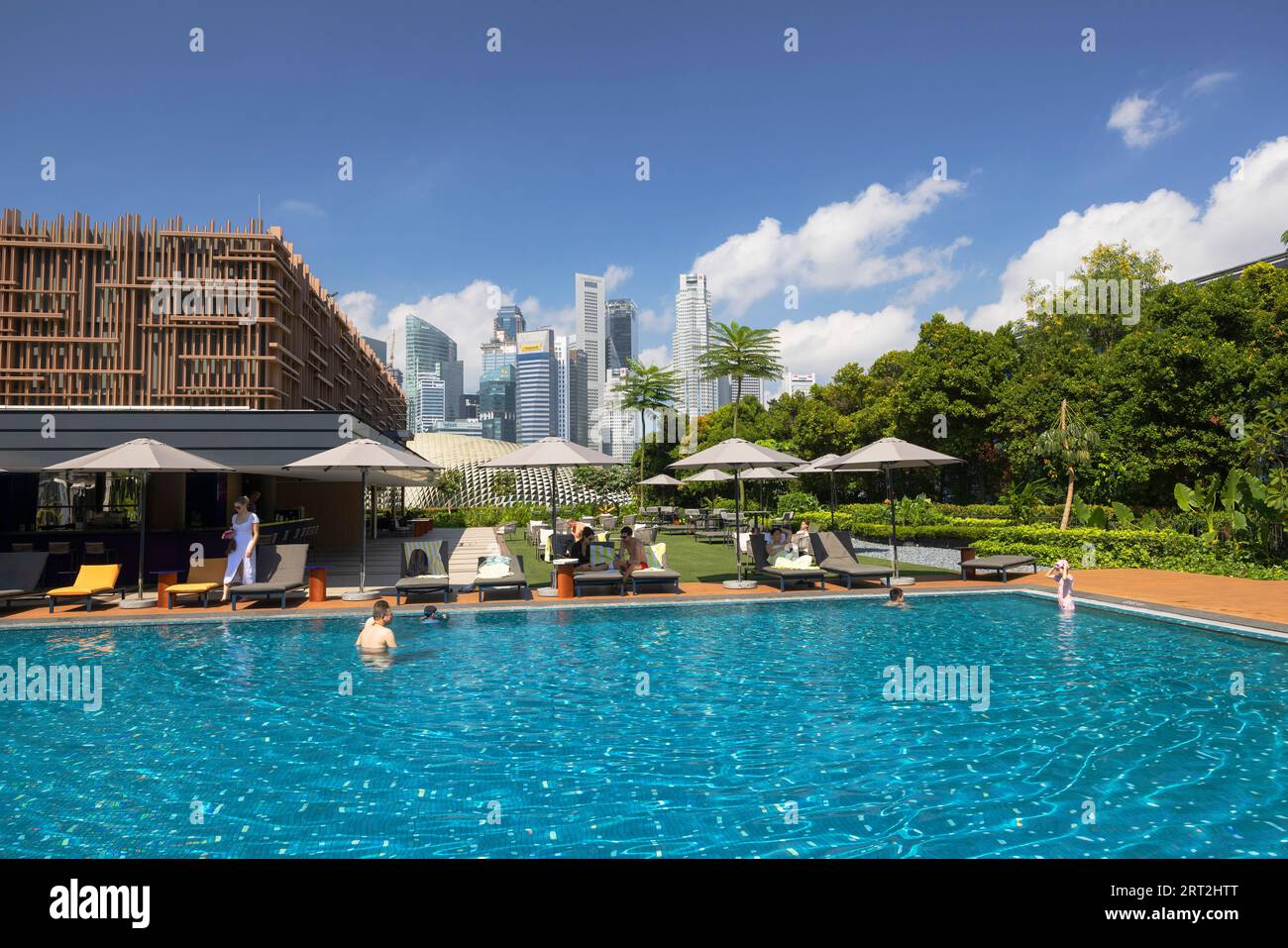 Pool at Skyline Bar of Parkroyal Collection Marina Bay Hotel, Singapore ...