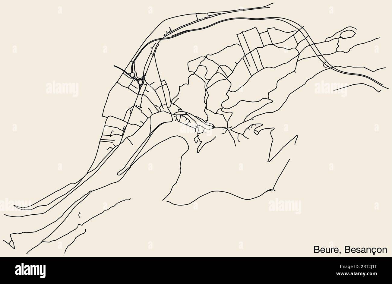 Street roads map of the BEURE COMMUNE, BESANCON Stock Vector Image ...